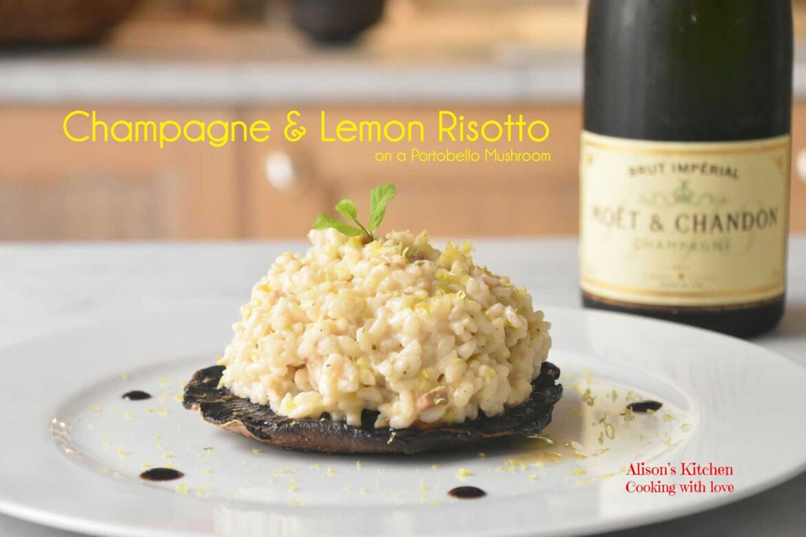 Champagne & Lemon Risotto (on Portobello Mushroom) - Veggy Malta